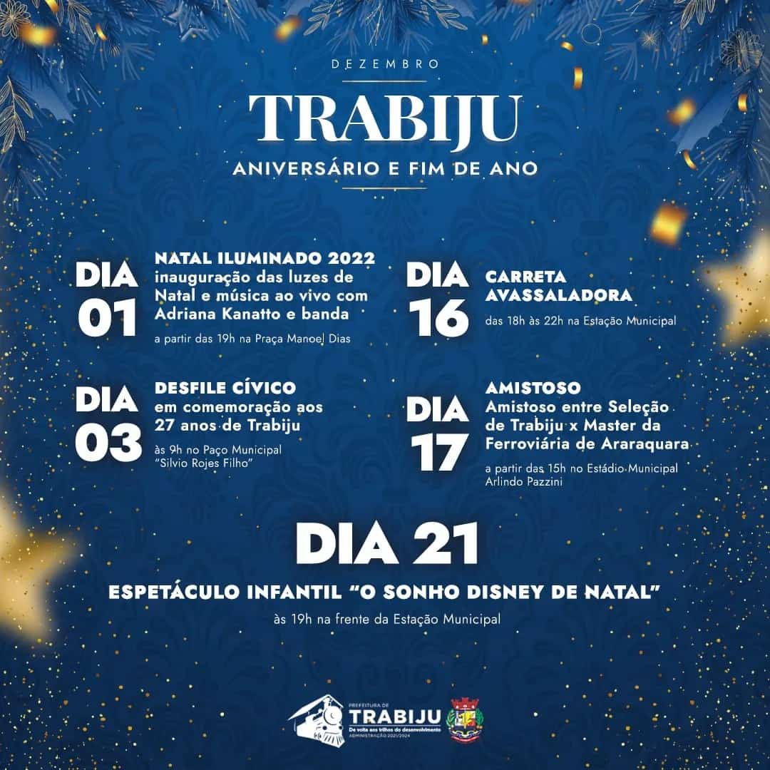 PREFEITURA DE TRABIJU DIVULGA PROGRAMAÇÃO PARA O FIM DE ANO ...